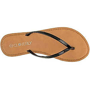 CLOVERLAY Women's Flip Flops Sandal Flat Beach Summer Sandals (8, Black)