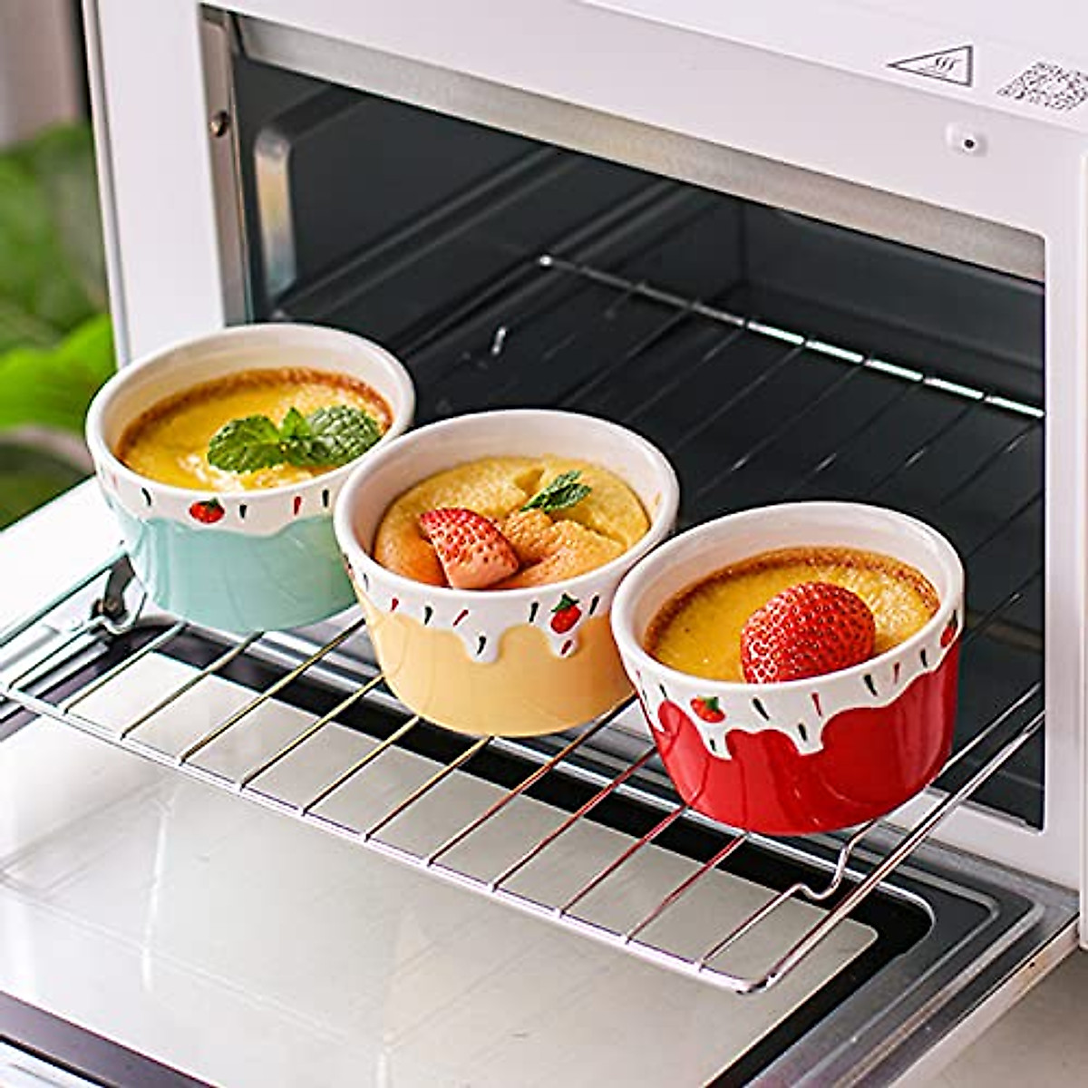 ZOOFOX Set of 6 Porcelain Ice Cream Cups, 6 oz Ice Cream Sundae Bowls for Hot or Cold Food, Mini Dessert Bowls for Sundae, Frozen Yogurt, Cupcake, Pudding, Creme Brulee, Lava Cake