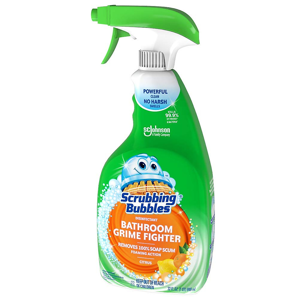Scrubbing Bubbles Disinfectant Bathroom Grime Fighter Spray, Citrus, 32 fl oz