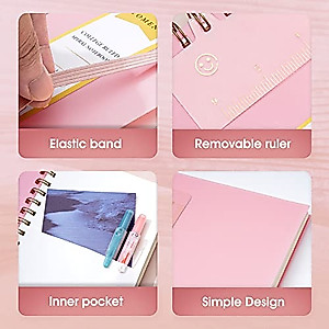 Spiral Notebook College Ruled A5 Spiral Bound Journal 160 Pages Thick Paper Plastic Hardcover Spiral Notebook 5x7 Wire Bound Notebooks for Note Taking School Office Supplies,Pink