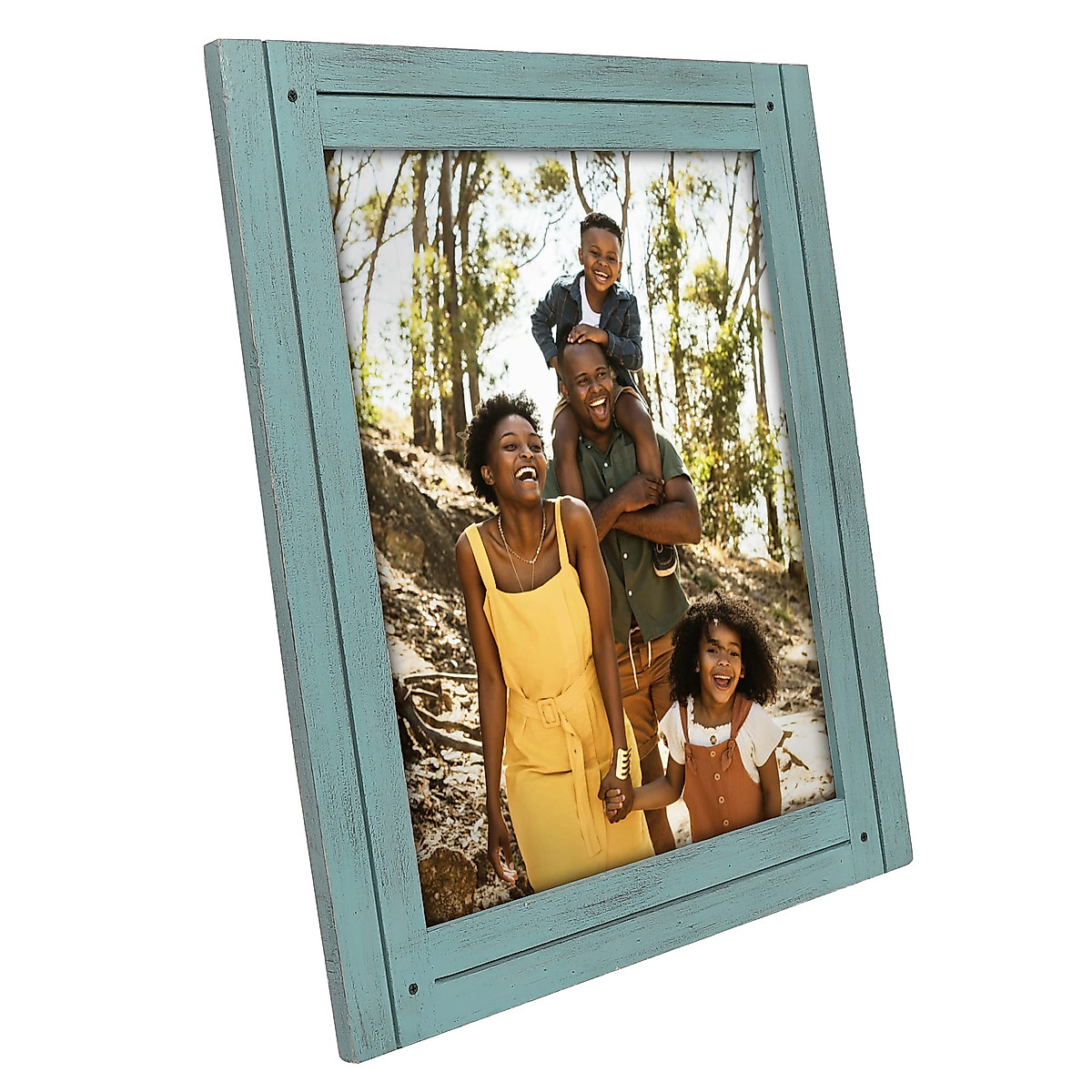 Americanflat 11x14 Picture Frame with Polished, Crystal Clear Glass - Hampton Collection - Distressed Wood Picture Frames for Vertical or Horizontal Wall Display - Turquoise Blue