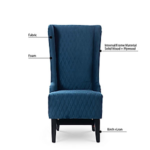 Pvillez Dining Chair w/Super High Wing-Back,Velvet/Leather Sofa Side Chair w/Diamond Lattice Design Accent Upholstered Chair for Living Room,Bedroom,Kitchen Chair w/Arms Vanity Chair w/Low Arms