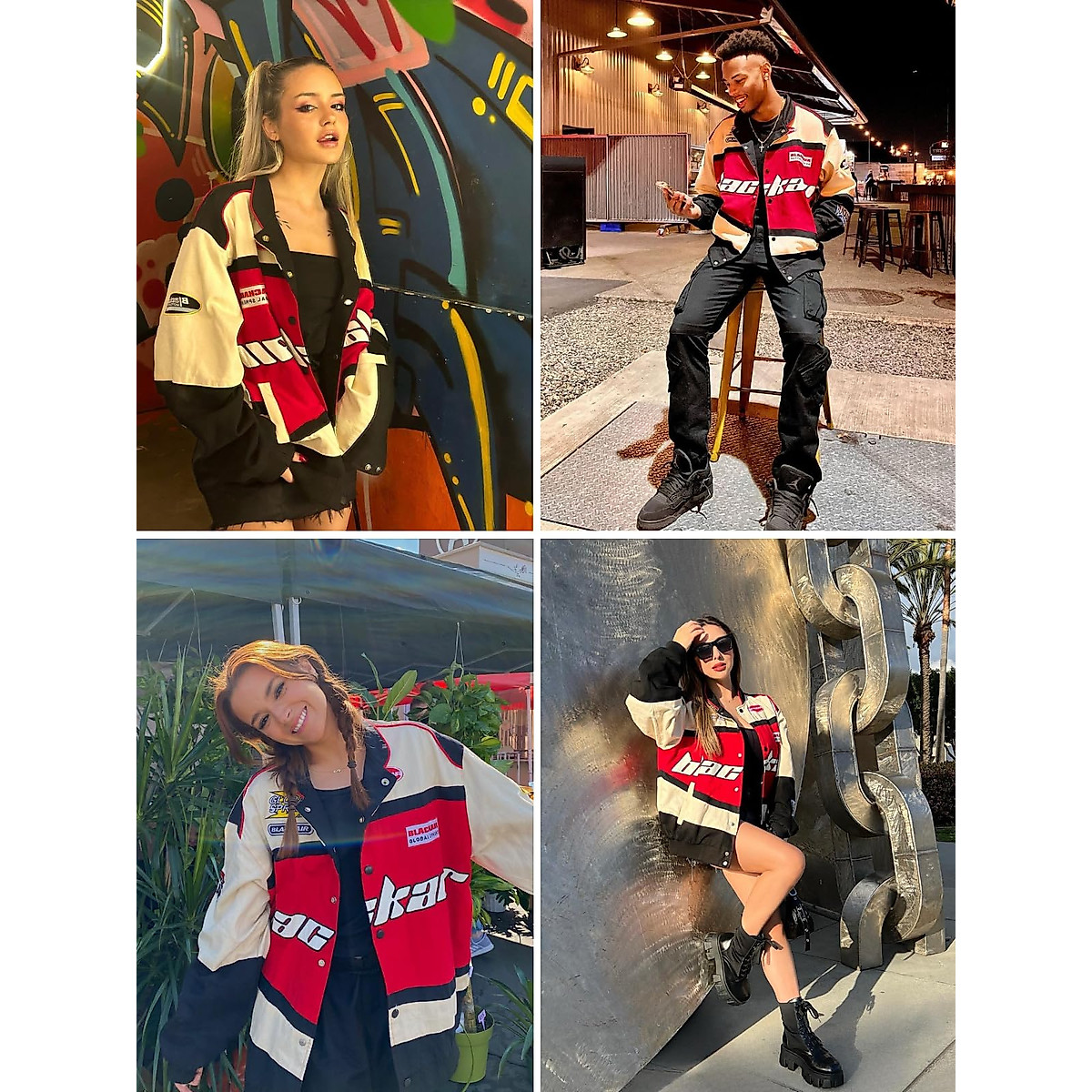 Aelfric Eden Men's Letter Foaming Love Print Varsity Jacket Vintage Graphic Baseball Jacket Unisex Coats Streetwear