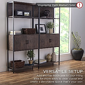 Best Choice Products 4-Tier Bookshelf, Tall Bookcase, Wood Storage Cabinet for Living Room, Bedroom, Entryway, Home Office w/Cabinet, Enclosed Storage, Shelf Space, Metal Sturdy Frame - Light Oak