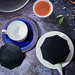 6 Pieces Silicone Cup Lids Umbrella Mug Cup Lid Covers Anti-Dust Silicone Glass Cup Covers Coffee Cup Suction Seal Lid Caps to Keep Drink Warm or Cold (Black)