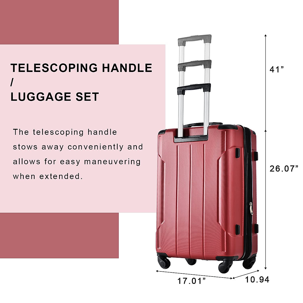 Merax 28 Inch Checked-Large Luggage with Wheels Aluminum Alloy Corner Hard Shell Suitcase TSA Luggage Suitcases for Travel Woman Men(Red)