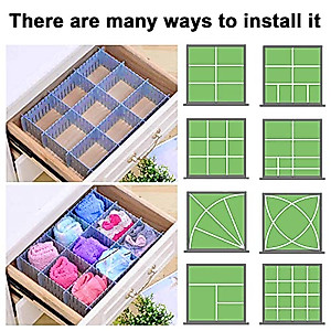 24Pcs Adjustable Drawer Dividers Organizer,Blue Plastic DIY Grid Drawer Organizer Dividers Storage Socks Underwear Makeup Cosmetic Clothes Organizer Separator Can Help Tidy Kitchen Bedroom Dresser