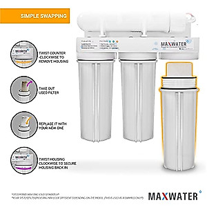 Max Water 10 inch x 2.5 inch, 5 Micron Replacement Sediment Water Filter Cartridge for Whole House, Melt Blown Filtration Fiber for Heavy Duty (Pack of 25)