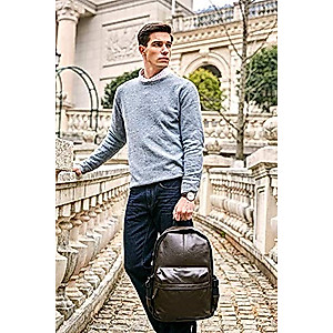 Vintage PU Leather Backpack School College Bookbag Laptop Computer Backpack (Coffee)