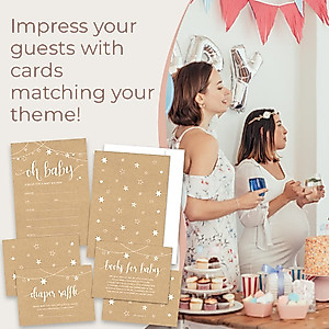 Set of 25 Rustic Baby Shower Invitations Gender Neutral Design - 25 Baby Shower Invites for Boy & Girl, Diaper Raffle Tickets, Book Request Cards with Envelopes - Baby Shower Invitations Vintage