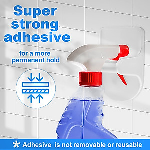 CBYJK Spray Bottle Holder Wall Mount, 8 Pack Adhesive Bottle Holder, Strongly Spray Bottle Organizer, Spray Bottle Hanger for Cabinet, Kitchen, Bathroom