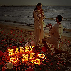 4115 Pcs Marry Me Sign Proposal Decorations 7 Pcs Light up Marry Me Sign 48 Pcs Heart Led Candle Tealight 4000 Pcs Red Artificial Rose Petal 60 Pcs Balloons for Romantic Night Party Wedding