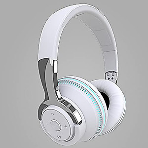 Wireless Bluetooth Headphones Active Noise Cancelling Headphones Over Ear Headphones Wireless Headset with Deep Bass Memory Foam Ear Cups On-Ear Headphones Bluetooth Earphones Gym Headphones (White)
