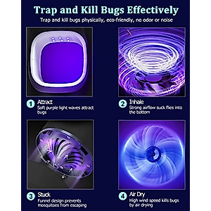 Bug Zapper Indoor, GILAYGROW Insect Trap, Fly Trap, Quiet Fruit Flies Mosquito Killer Trap, Mosquito Lamp, Electric Mosquito Zapper for Bedroom, Living Room, Office, Kitchen (Black)