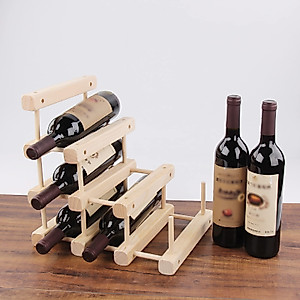 VPABES 20 Bottles Wine Rack Holder, Floor Table Standing Solid Wood Wine Rack, DIY Stackable Modular Wine Bottle Display Storage Organizer Shelf for Home Kitchen Restaurants