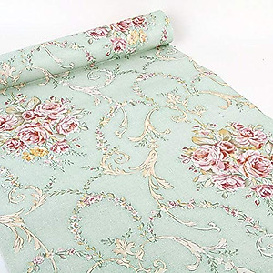 REDODECO Vintage Floral Adhesive Paper Vinyl Shelf Liner Peel Stick Dresser Drawer Sticker Home Deco 17.7inch by 118inch (Multi-Flower3)