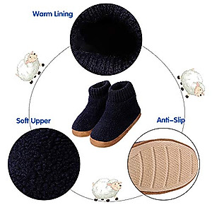 shoeslocker Boy Slippers Comfortable House Slippers Little Kids Big Kids Boys House Slipper Booties Dark Blue Size 2
