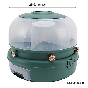Mumusuki 4kg Rice and Grain Storage Container, Single Layer 6 Grids 360° Rotating Food Dispenser Airtight Food Storage Container for Grain, Sugar, Flour, Rice, Nuts, Snacks (Dark Green)