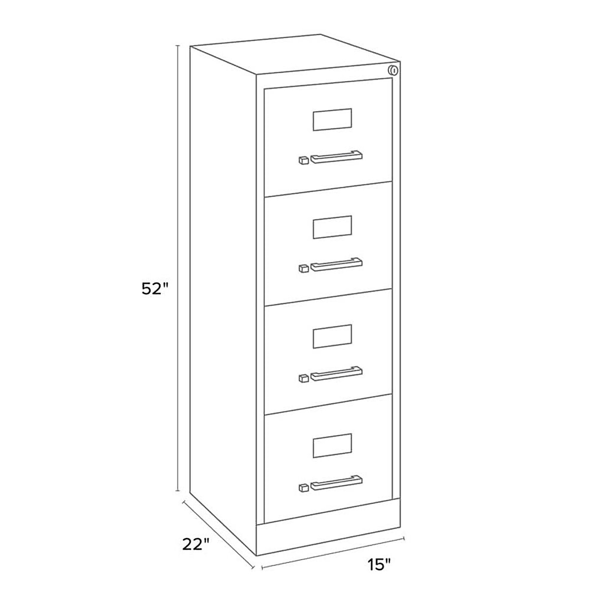 Scranton & Co 4 Drawer 22" Deep Letter File Cabinet in Black, Fully Assembled