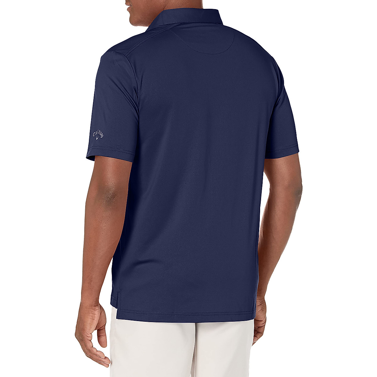 Callaway Men's Micro Hex Golf Performance Polo Shirt with Sun Protection, Solid Stretch Fabric, Peacoat, Large