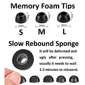Ear Hooks Memory Foam Ear Tips Kits Compatible with Beats Studio Buds, Anti-Slip Comfortable Noise Reduce Double Flange Eartips Accessories Compatible with Beats Studio Buds Black L/M/S