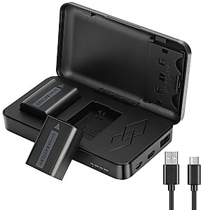 JYJZPB NP-FW50 Replacement Battery Charger Set Dual Channel Compatible for Sony Alpha A6000 A6400 A6500 A6300 A6100 ZV-E10 A7 A7II A7RII A7SII A7S A7S2 A7R A7R2 A5100, Camera Batteries Charger Case