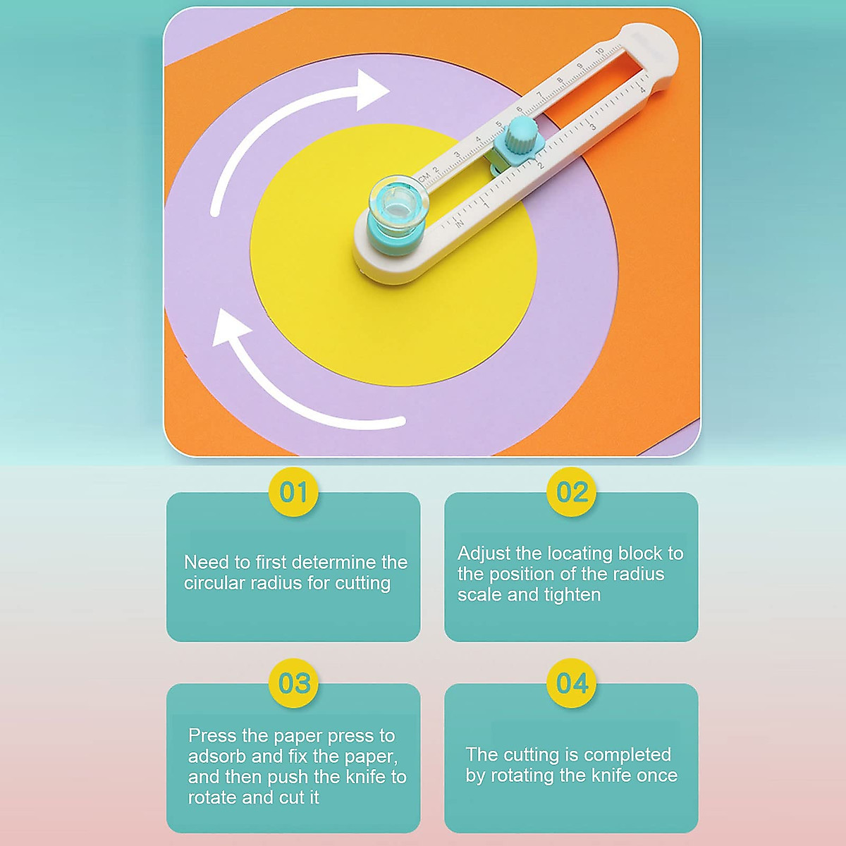 Circle Cutter Paper Trimmer Scrapbooking Circular Cutter Craft Cutting Tool, Cutter for Cardstocks Circle Paper Cutter for DIY Greeting Cards