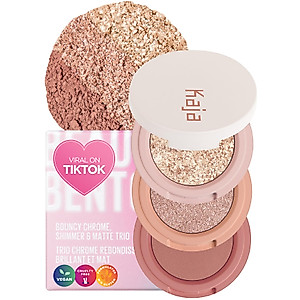 Kaja Beauty Bento Collection - Bouncy Eyeshadow Trio | 16 Peach Madeline | Nude Peach Tone | Vegan, Cruelty free
