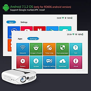 FZZDP Mini Projector 180 Lumens Mobile Portable Pocket Home 1080P Smart Android 7.1 Projector ( Size : RD-606 Wireless Sync )
