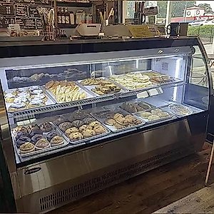 FRICOOL Deli Case, 72” Refrigerated Display Case Commercial Cooler Refrigerator with 2 Doors, Adjustable Shelves and Led for Showcase and Store Meats, Cheeses, Salads- 33~41°F, 26.4 cu.ft