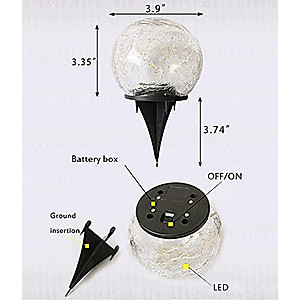 XYART Patio Solar Lights Outdoor Garden Decorative with 20 LED, Outside Solar Gazing Ball for Garden Yard Lawn (1 Pack, 3.93", Small)