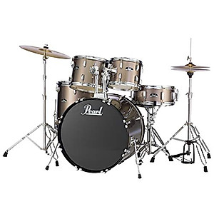 Pearl Roadshow Drum Set 5-Piece Complete Kit with Cymbals and Stands, Bronze Metallic (RS505C/C707)