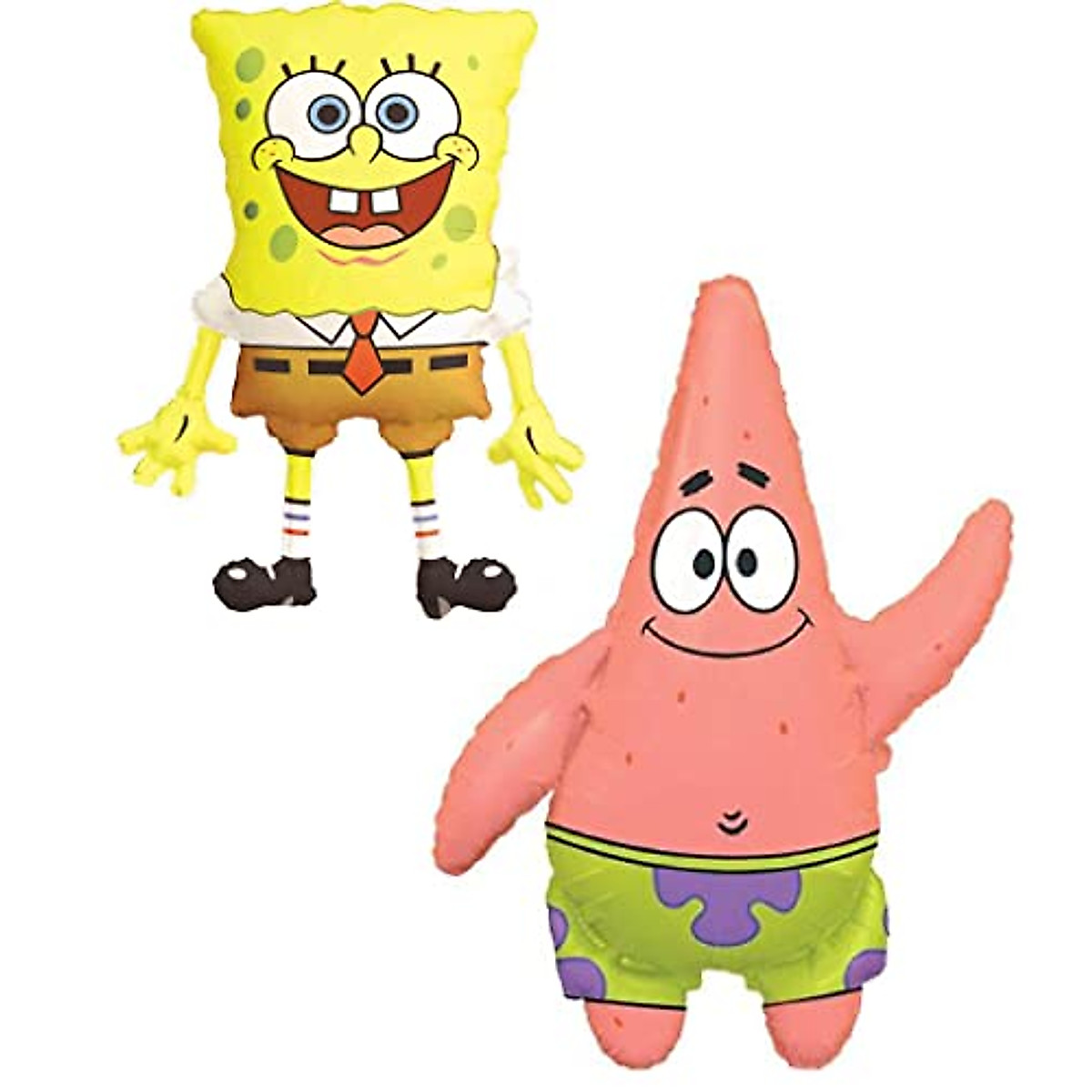 Toyland® Pack Of 2 - Spongebob Squarepants and Patrick Star Foil Balloons - 1 x 29 Inch Spongebob & 1 x 36 Inch Patrick Shaped Character Foil Balloons