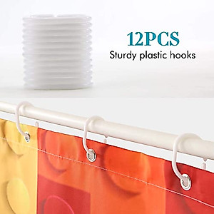 ENCOFT 2 Pcs Lego Shower Curtain with Non-Slip Bathroom Rug,Kid Funny Waterproof Shower Curtain Sets with Bath Mat and 12 Hooks