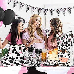 100 Sheets 20 x 14 Inch Pink Cow Girl Tissue Paper for Gift Bags, Pink Black Cow Print Gift Wrap Tissue Paper for Birthday, Baby Shower, Cow Theme Western Party DIY Craft