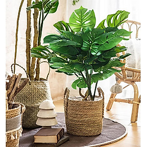 Artificial Tropical Plant turtleback Leaf (Green 18 Stems Leaves) Artificial Plant for Home Garden Office Store Decoration