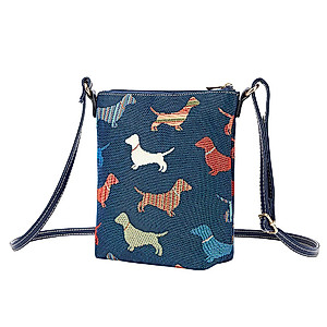 Signare Tapestry Small Crossbody Bag Sling Bag for Women in Dachshund Design (SLING-DACH)
