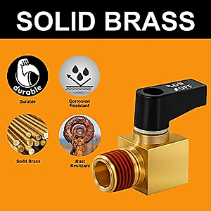 5-Pack Ball Drain Valve SUNROAD Brass Mini Ball Valve, 1/4 Inch NPT Male for Air Compressor with Thread Seal Tape