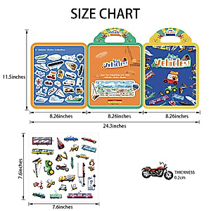 3D Puffy Sticker Aktivitätsbücher-Set für Kinder 2–4, wiederverwendbare geschwollene Aufkleber Bücher Fahrzeug, Tiere, Fensteraufkleber für Kinder, Vorschul-Lernaktivitäten für Spielzeug Kleinkinder