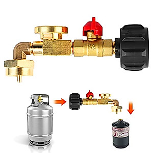 HPX Propane Tank Elbow Refill Adapter: Propane Tank Adapter with Gauge Propane Tank Refill Adapter Propane Filler Adapter for 1LB Bottle Tank Grill Camping - Propane Bottle Refill Adapter