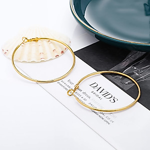 Gacimy Large Gold Hoop Earrings 14K Real Gold Plated, 925 Sterling Silver Post Gold hoops , 50mm Yellow Gold Big Earrings for Women