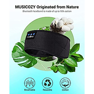 MUSICOZY Sleep Headphones Bluetooth Headband, Sports Wireless Earphones - Sweat Resistant Earphones, Sleeping Headphone with Ultra-Thin HD Stereo Speaker for Workout Running Cool Gadgets Unique Gifts