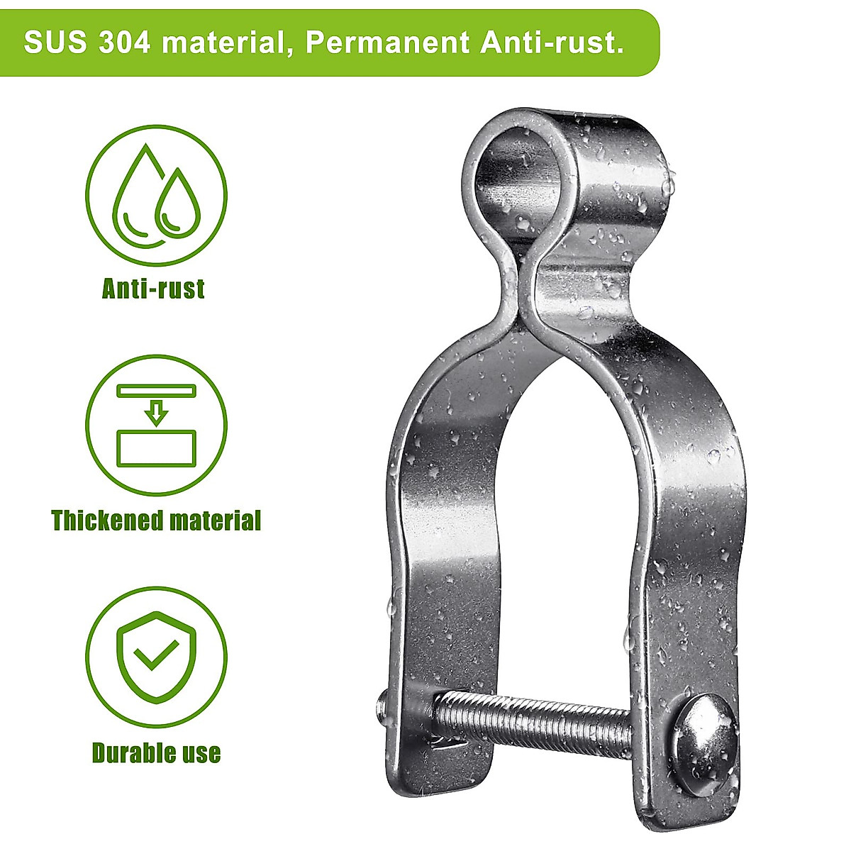 Insaga 304 Stainless Steel Chain Link Fence Gate Frame Female Hinge for Chain Link Fence Post, 2 Pack Post Female Hinges for 5/8'' Pin fit 1-3/8''Outer Diameter Post/Pipe, Bolt/Nut Included