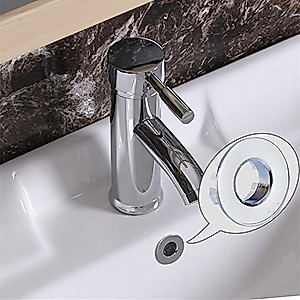 Homdipoo Ceramic Bathroom Vessel Vanity Sink Art Basin Sink Basin Trim Overflow Cover Brass Insert in Hole Round Caps Chrome 2 Pack
