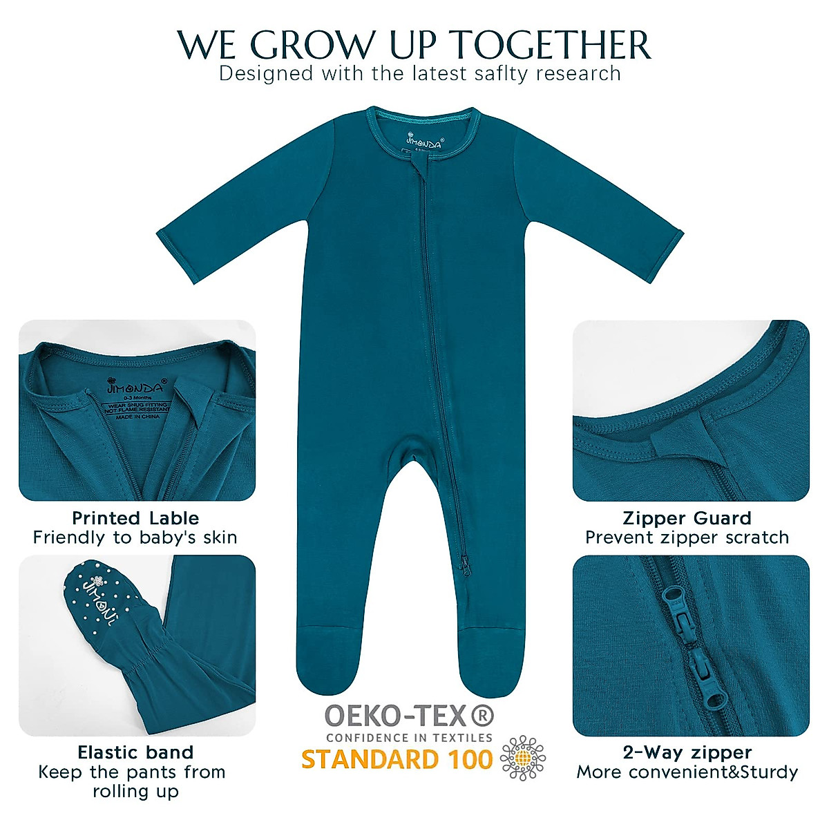 Jimonda Rayon Baby Pajamas,2-Way Zipper One-Piece Footies,Long Sleeve Unisex Boys Girls Romper,Sleep and Play Pjs,Infant Clothes