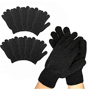 10Pairs Exfoliating Gloves - Premium Black Double Sided Scrub Wash Mitt for Bath or Shower - Luxury Spa Exfoliation Accessories for Beauty Spa Dead Skin Cell Remover, Suitable for Men and Women