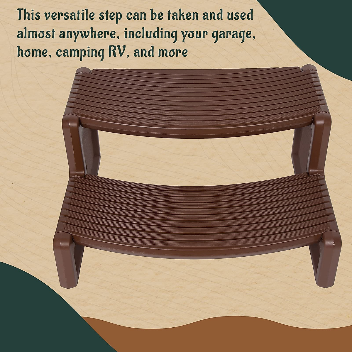 HECASA Spa Step Hot Tub 2-Step Universal Outdoor Indoor Step Stool Pool Ladder Plastic Handi Step Slip Resistant Striped