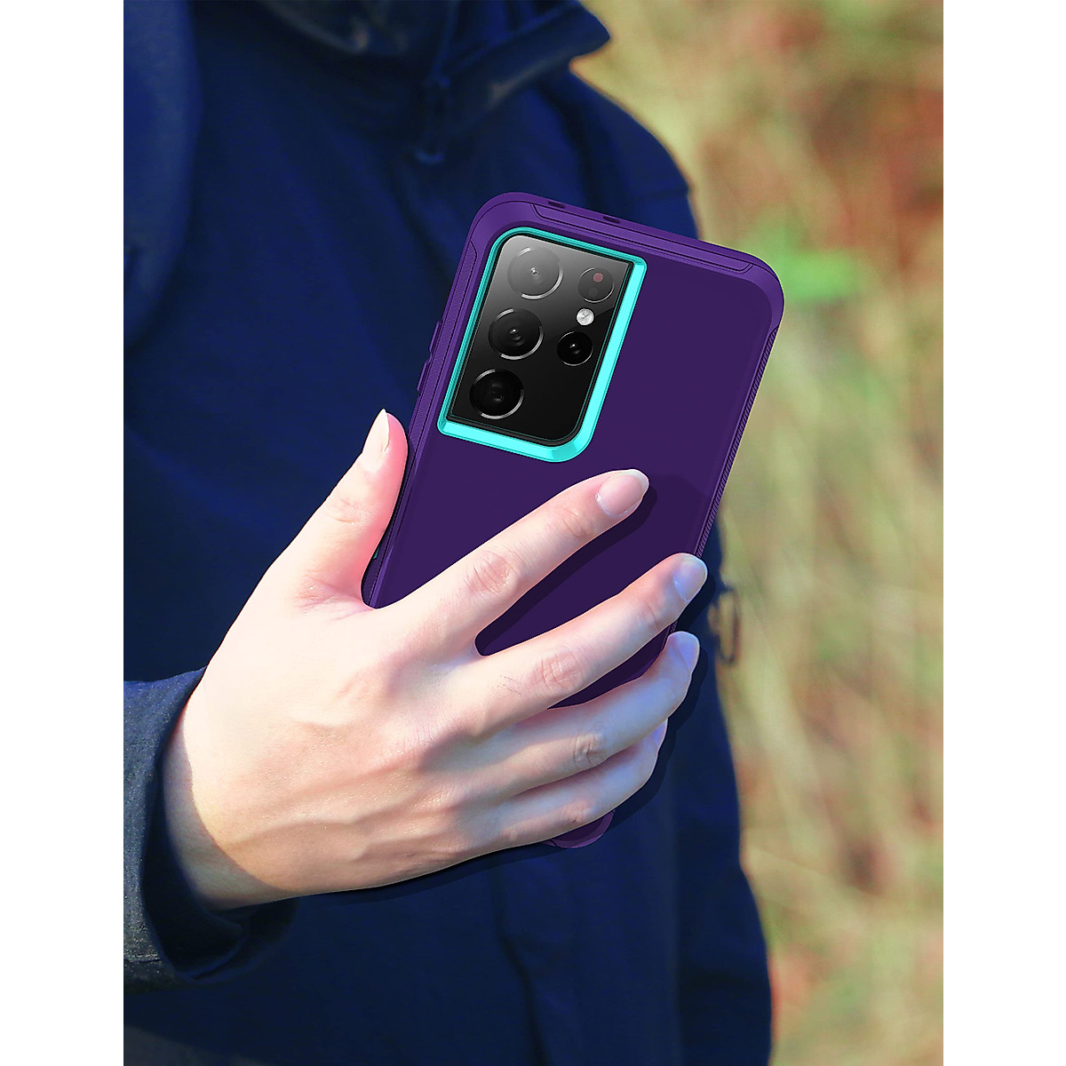 MXX Case Compatible with Galaxy S21 Ultra Case, 3-Layer Super Full Heavy Duty Body Bumper Cover/Shock Protection/Dust Proof, Designed for Samsung Galaxy S21 Ultra 5G 6.8 Inch 2021 (Purple)