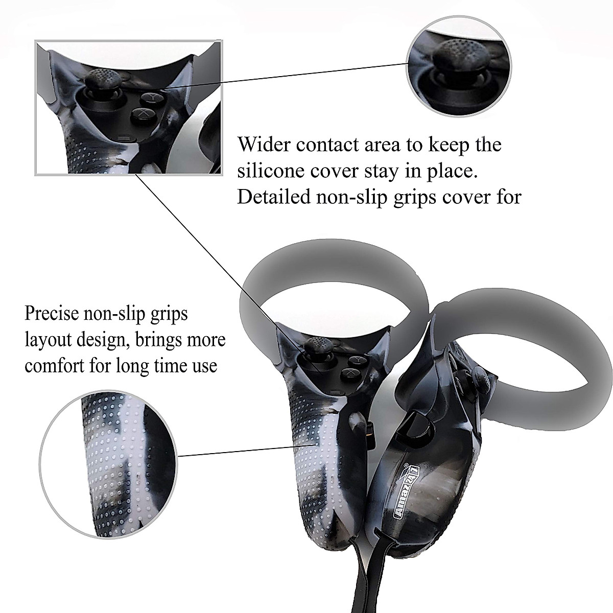 Limited Version | Sweat Resistant Silicone Facial Interface Cover and Protective Touch Controller Accessories for Oculus Quest VR Gaming Headset (Light Grey Camo), NOT FIT Oculus Quest 2