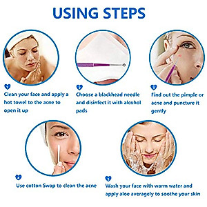 Blackhead Extractor Tools, Ybaoo 10 Pcs Professional Pimple Popper Tool Kit with Metal Case for Quick and Easy Removal of Blackheads,Pimples,Zit Removing,Facial and Nose(Colorful)